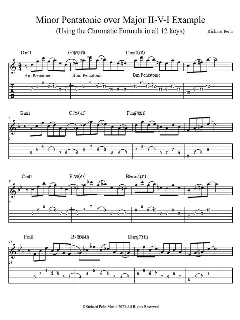 Minor Pentatonic Over Major II-V-I Example (In Every Key) | PDF ...