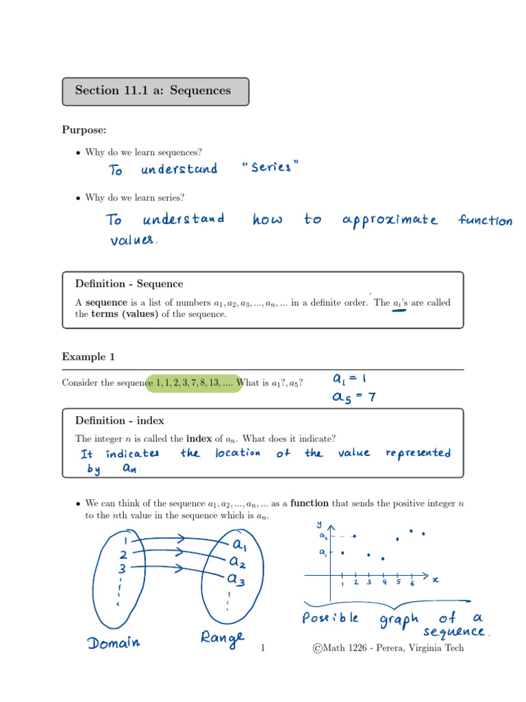 Partially Completed Section 11.1 A - Sequences | PDF | Sequence | Limit (Mathematics)