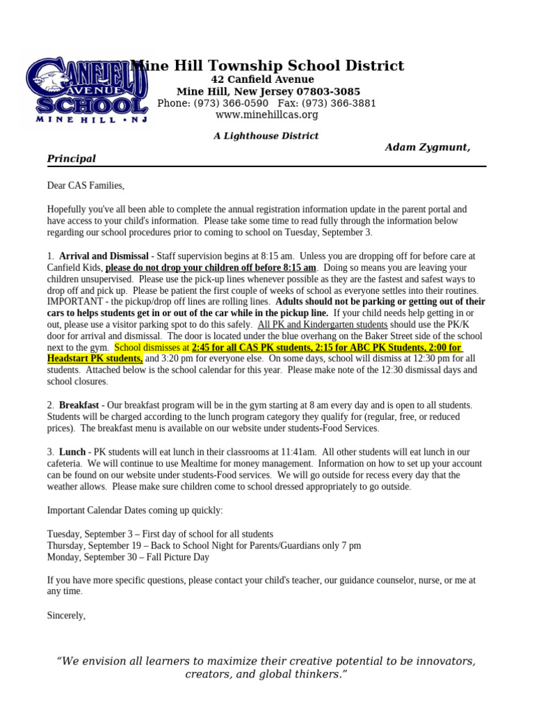 Summer Letter To Parents 2 | PDF | Comida