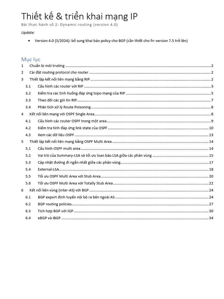 IT5651 Lab2 - Dynamic Routing RIP, OSPF, BGP | PDF