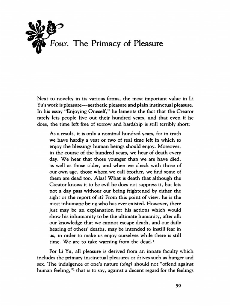 W2-2 Chapter 4 the Primacy of Pleasure From Patrick Hanan - The ...