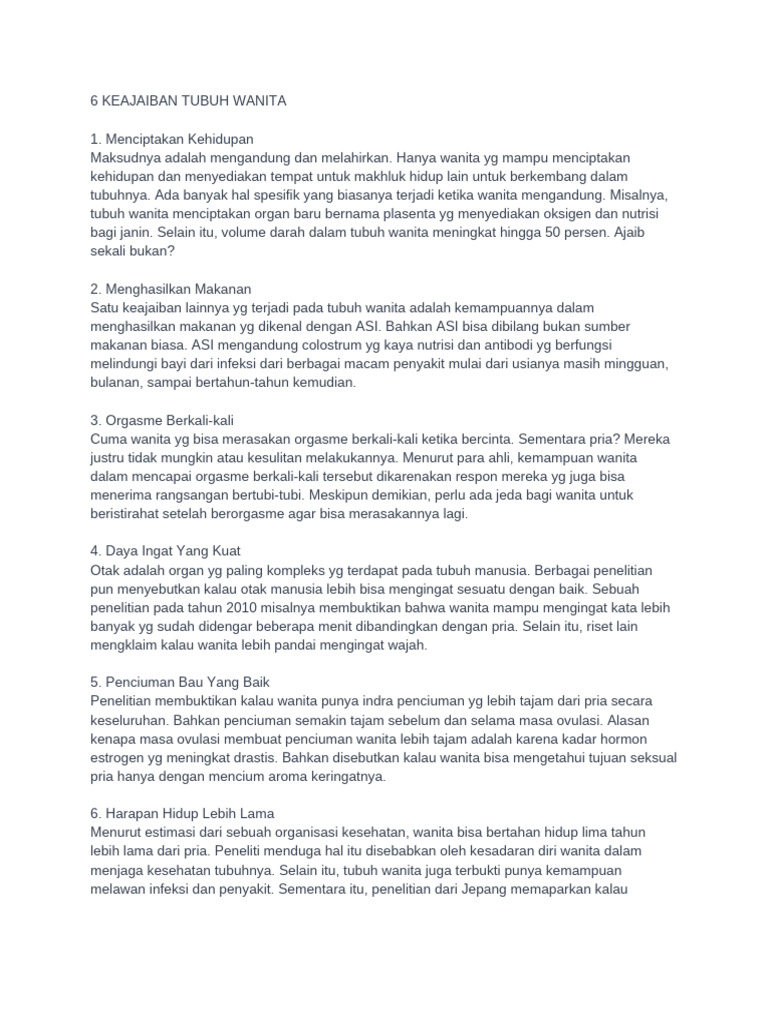 6 KEAJAIBAN TUBUH WANITA | PDF