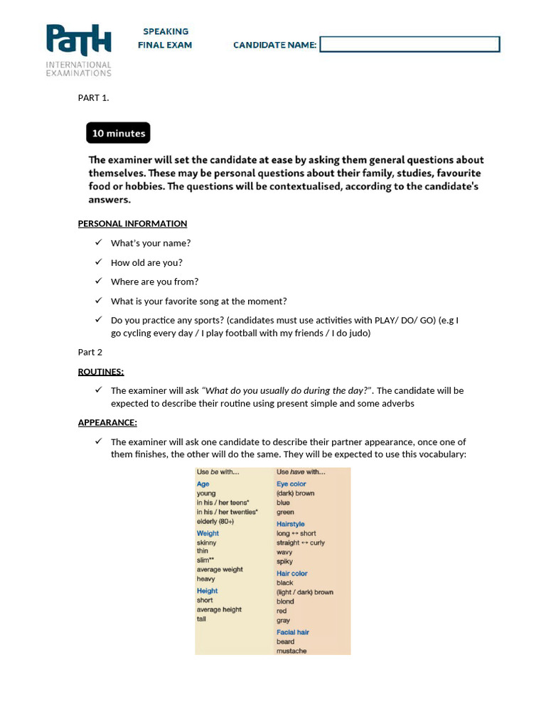 FINAL SPEAKING (2) | PDF