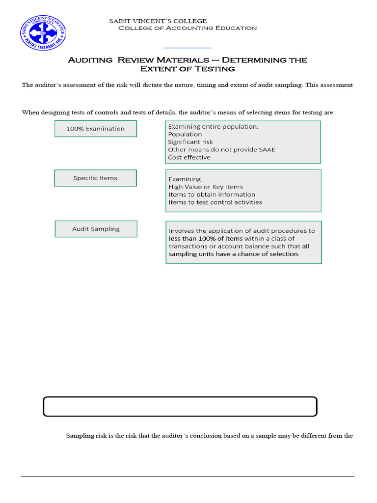 Audit Sampling: Extent of Testing Explained | PDF | Audit | Sampling ...