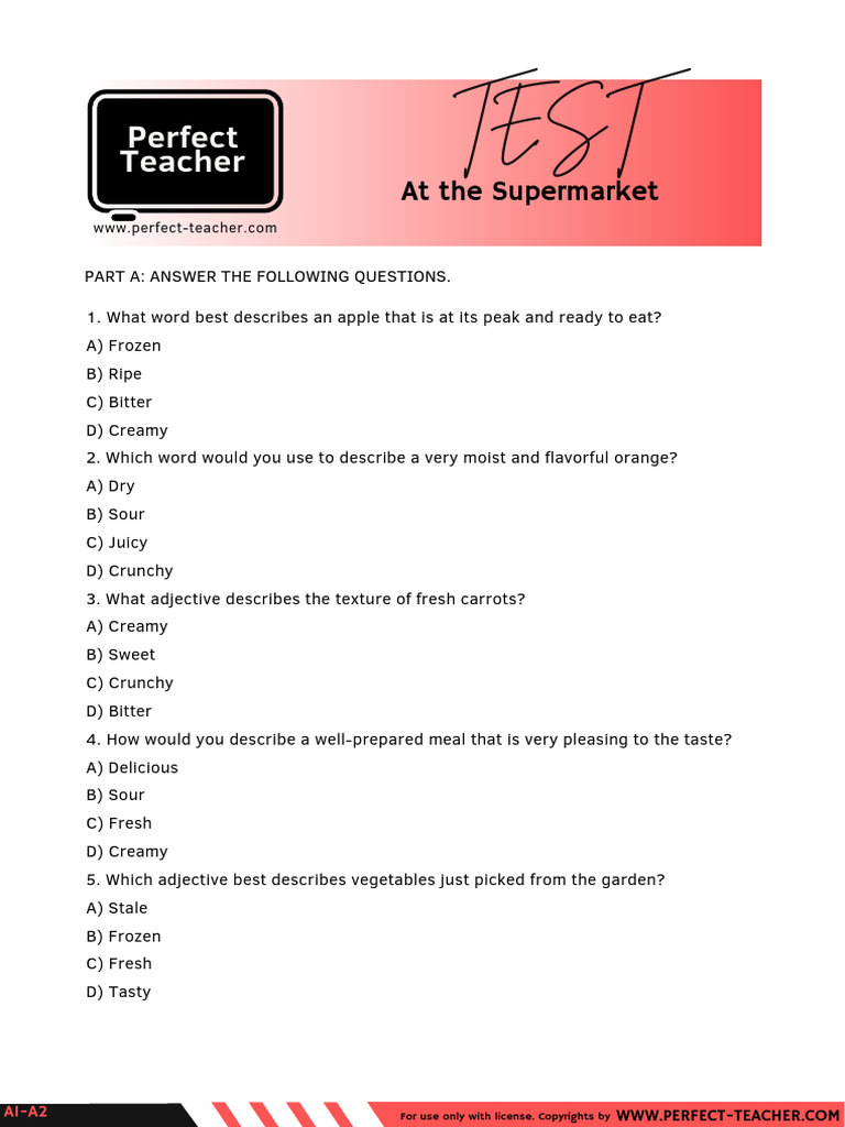 At The Supermarket TEST SV | PDF | Foods | Drink
