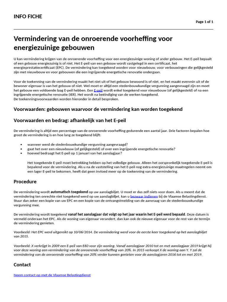 INFOFICHE vermindering onroerende voorheffing woningen 2021 | PDF