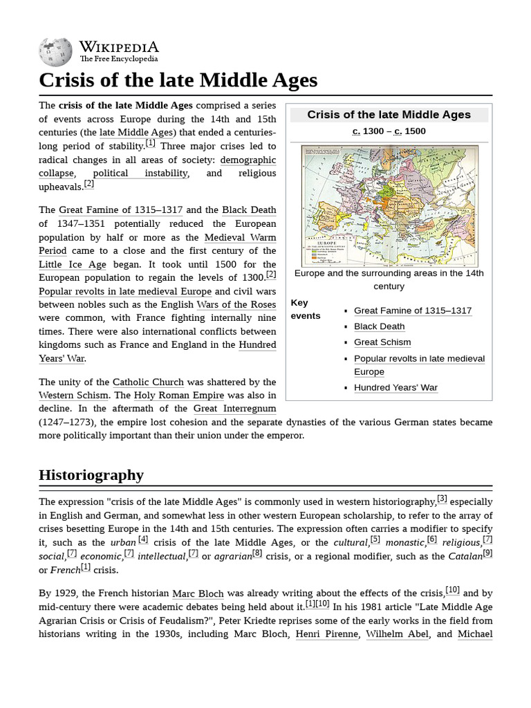 Late Middle Ages Crisis Overview | PDF