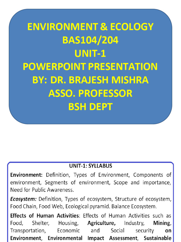 Evs Unit 1 | PDF | Ecosystem | Natural Environment