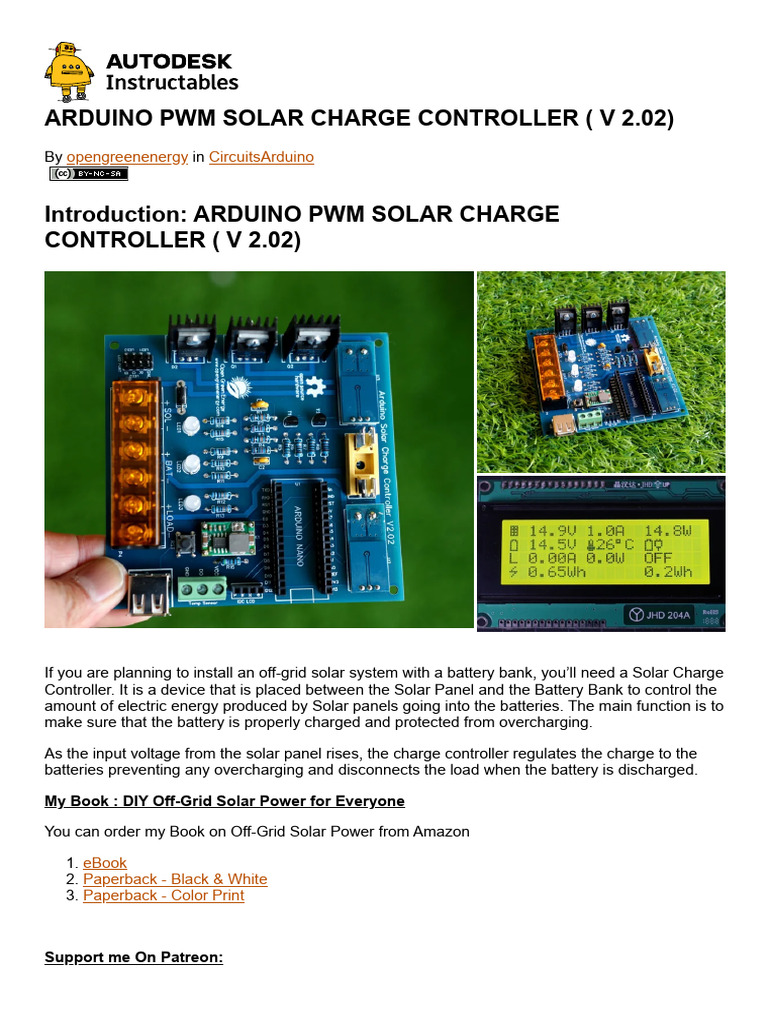 ARDUINO PWM SOLAR CHARGE CONTROLLER (V 2.02) - 25 Steps (With Pictures) - Instructables | PDF ...