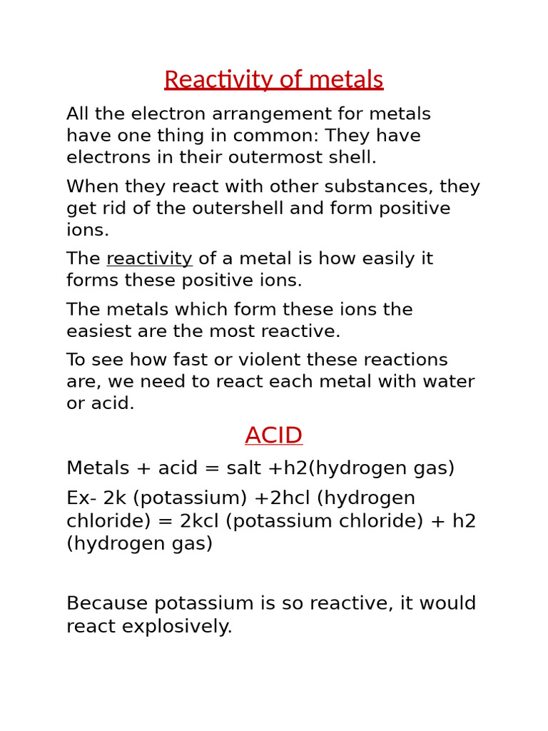 Understanding Metal Reactivity | PDF