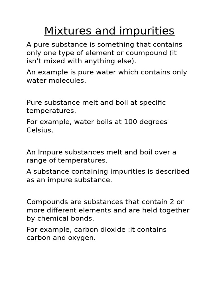 Understanding Mixtures and Impurities | PDF