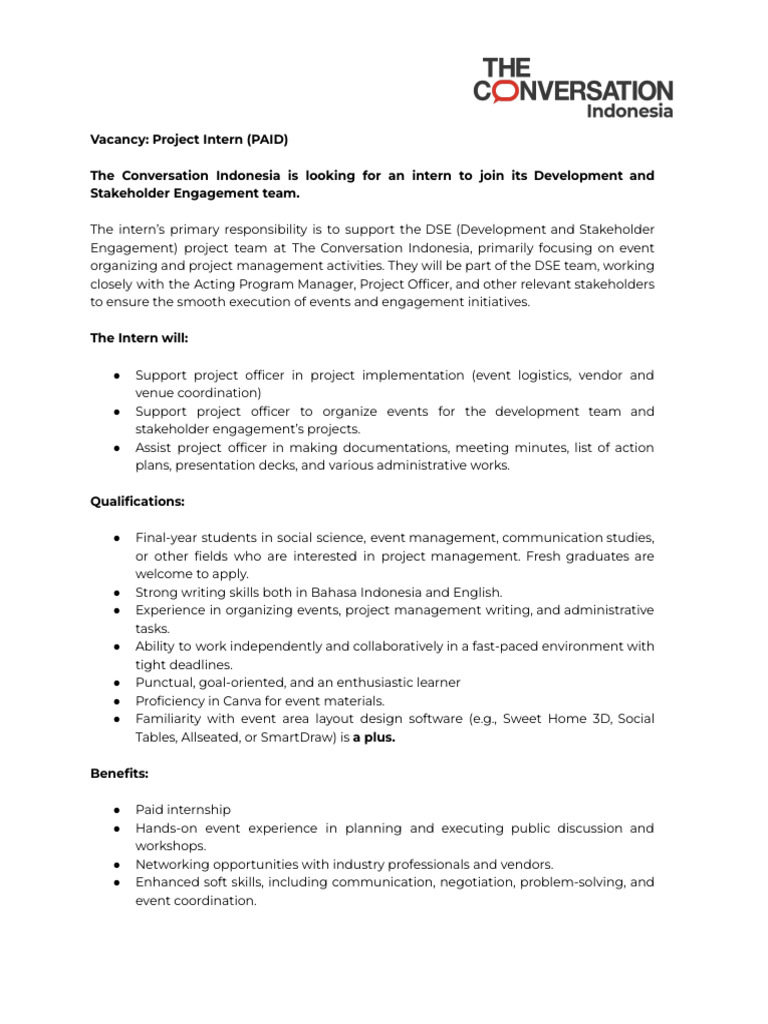 DSE - Project Intern Jobdesc 2025 | PDF | Project Management | Cognition