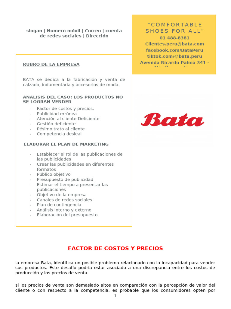 Plan de Marketing - Bata | PDF | Marketing | Servicio al Cliente