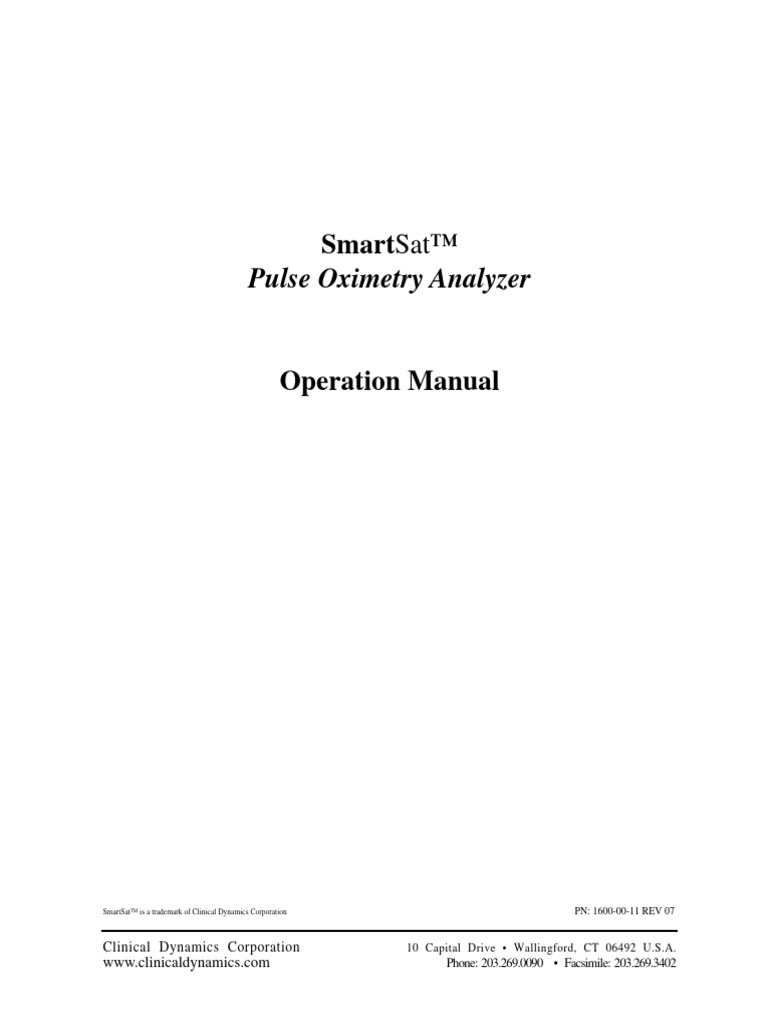 Clinical Dynamics Corp SmartSat Manual | PDF | Power Supply