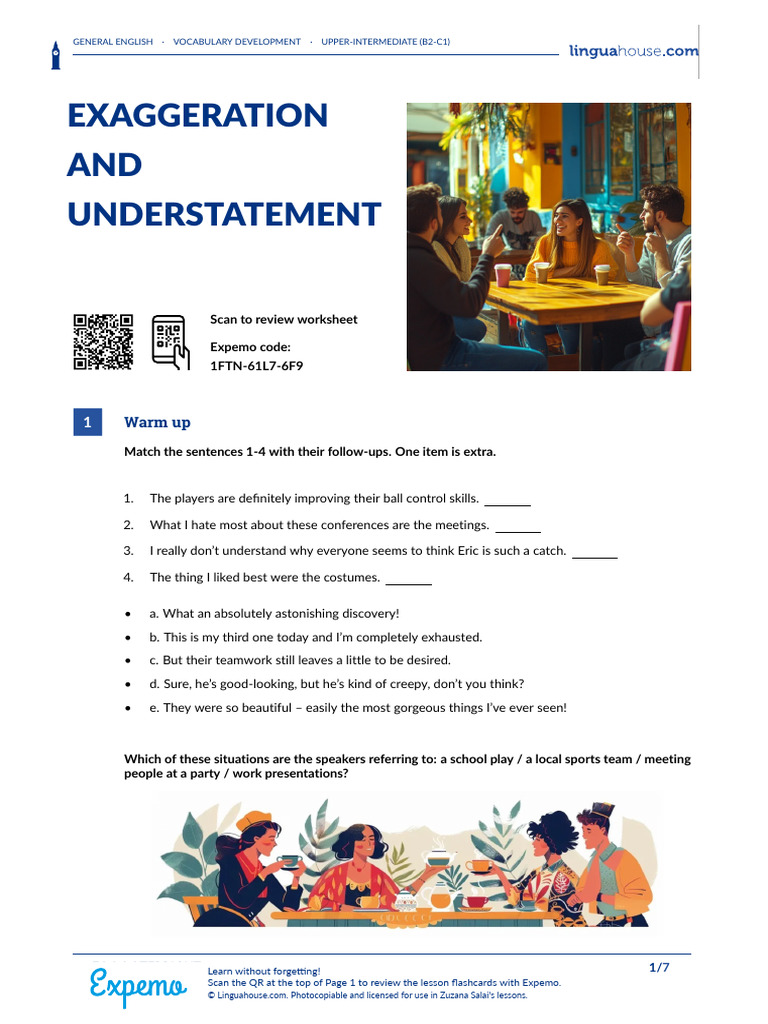 Exaggeration and Understatement British English Student B2 C1 | PDF ...