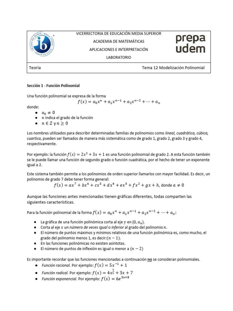 Funciones Polinomiales y Cúbicas | PDF | Polinomio | Análisis numérico