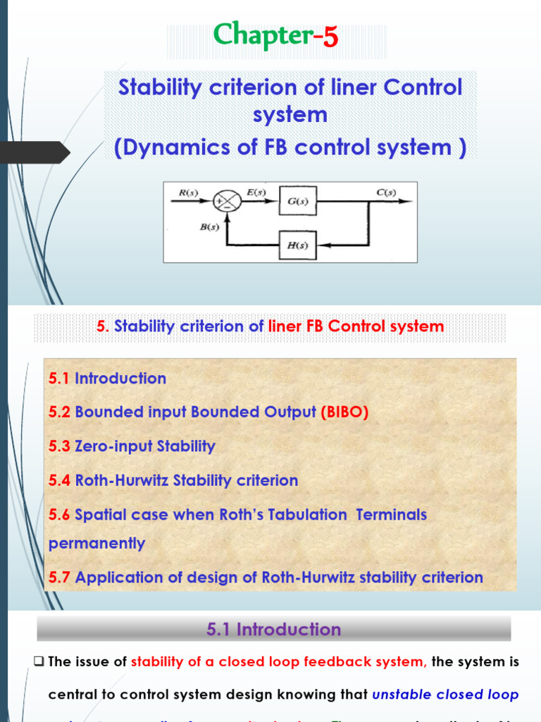 Chapter-5 Stability Analysis of Control System | PDF | Stability Theory | Control Theory
