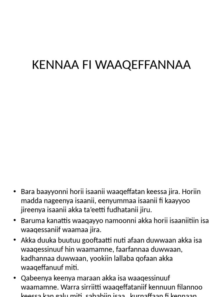 Kennaa Fi Waaqeffannaa | PDF