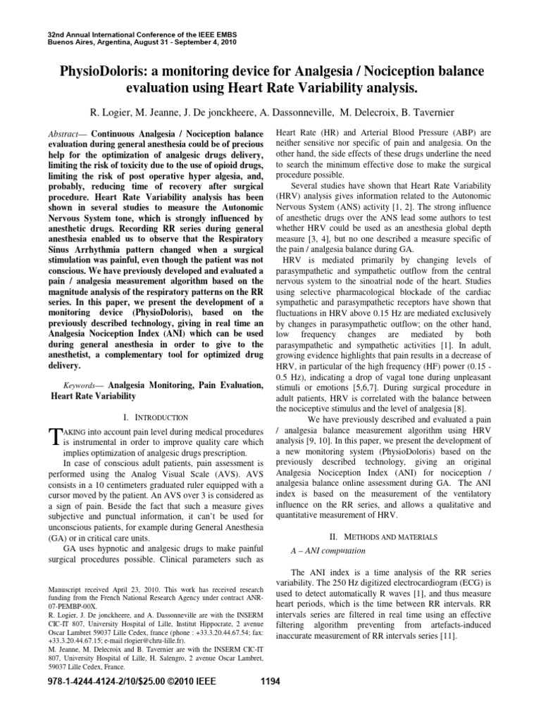 PhysioDoloris - A - Monitoring - Device - For - Analgesia - Nociception ...