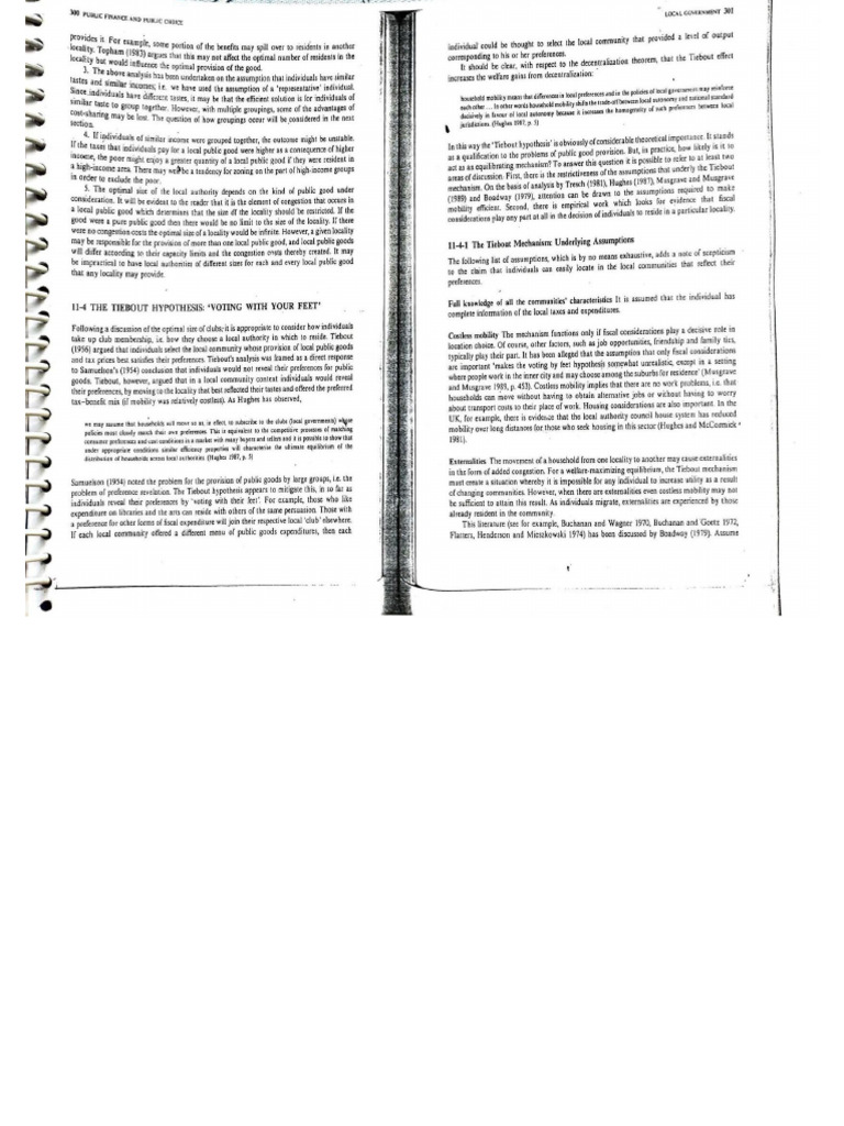 Tiebout Hypothesis | PDF
