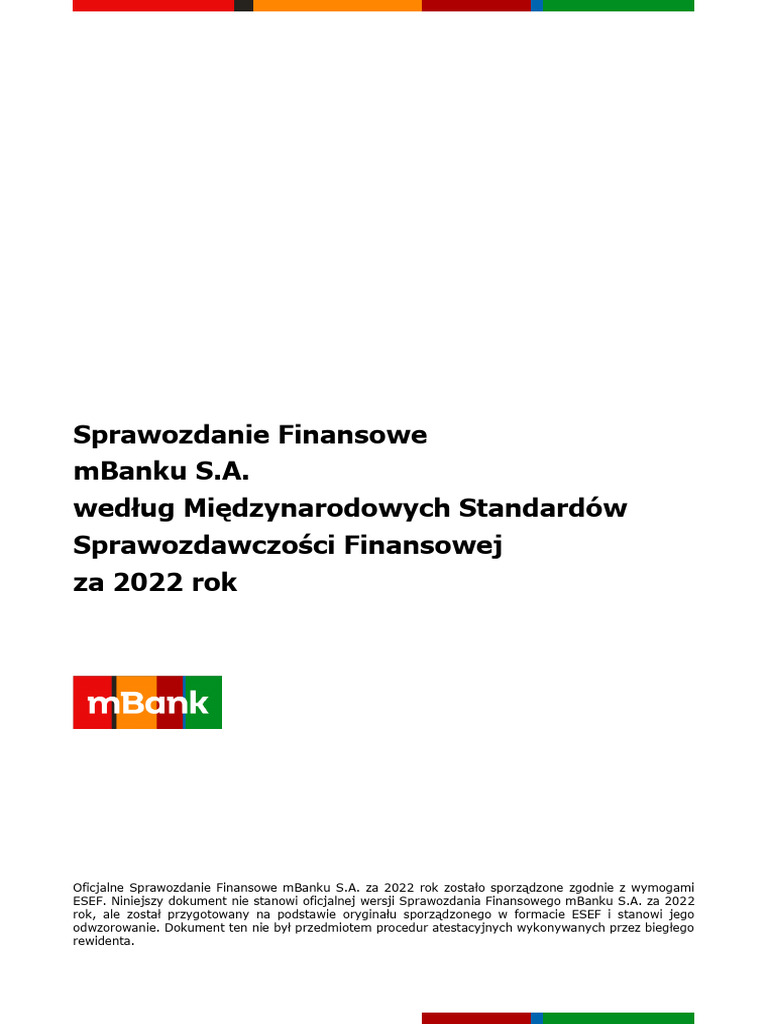 MBank S.A. Sprawozdanie Finansowe MSSF 2022 | PDF