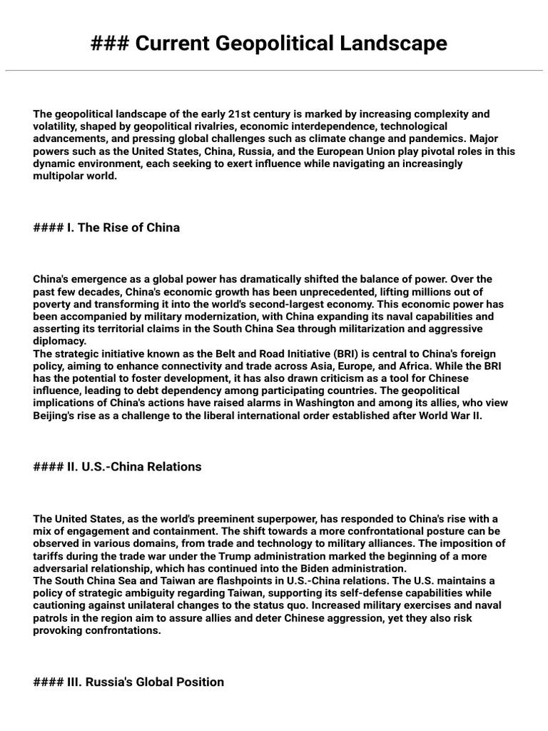 Recent Geopolitics Updates | PDF | China | World Politics
