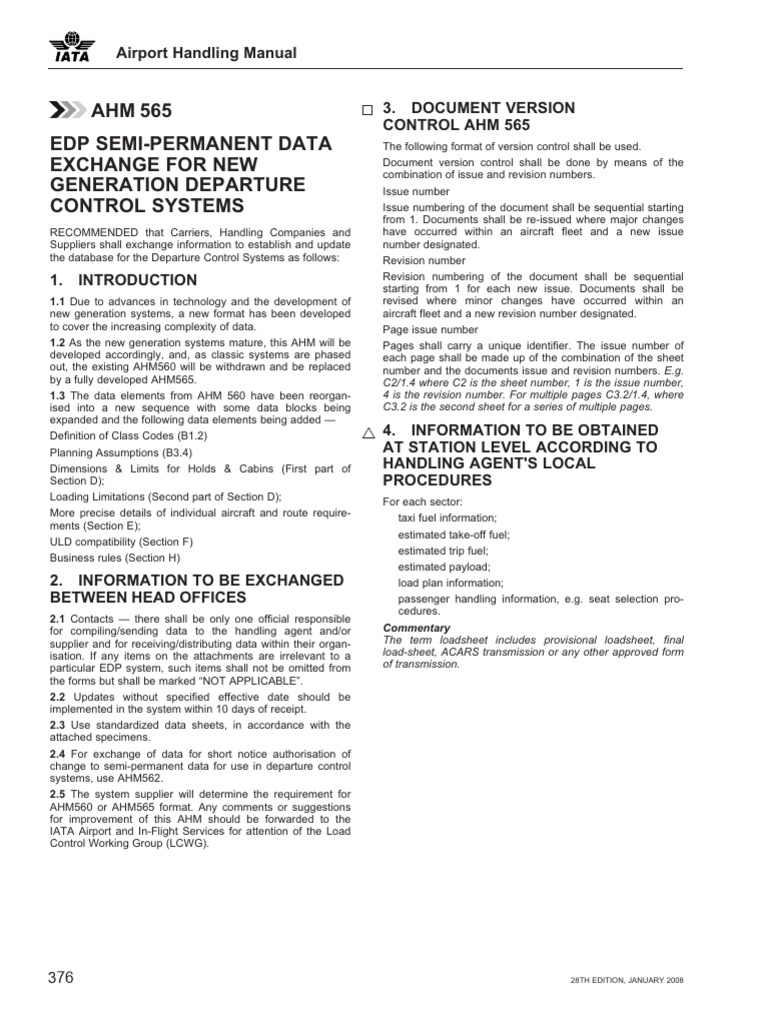 AHM 565: Airport Handling Manual | PDF | Baggage | Weight