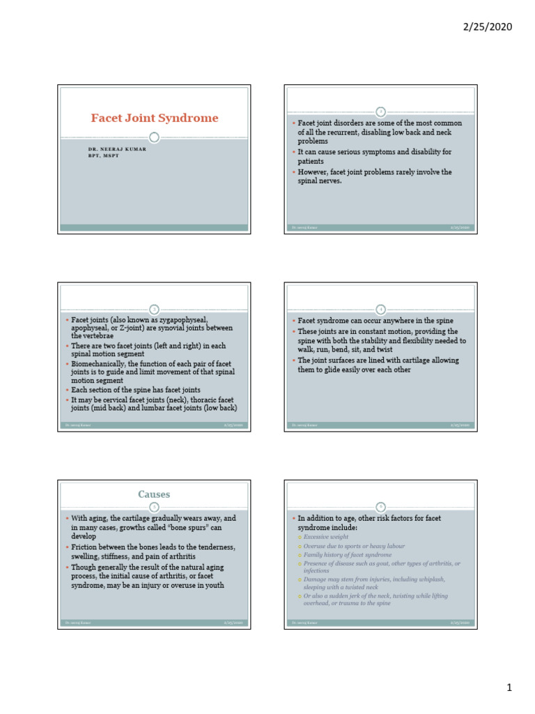 10. Facet jt syndrome-1 | PDF | Vertebral Column | Joint