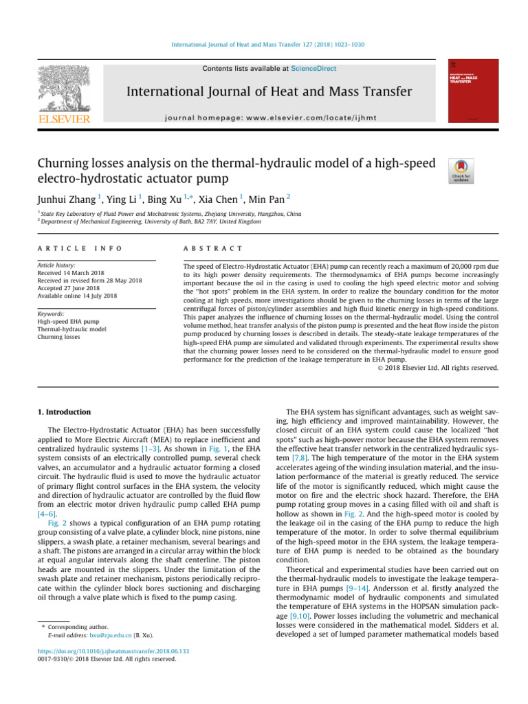 Churning Losses in EHA Pump Models | PDF | Enthalpy | Pump