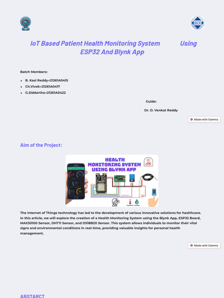 Patient Health Monitoring System Using ESP32 and Blynk App | PDF | Internet Of Things | System ...