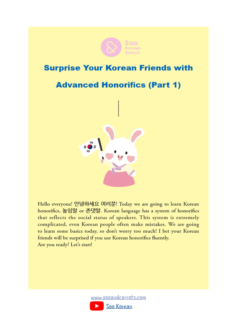 Advanced Honorifics (Part 1) | PDF | Korean Language | Linguistics