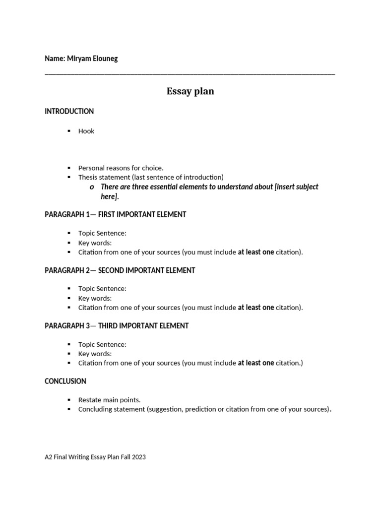 A2 Essay Plan Outline 2023 | PDF