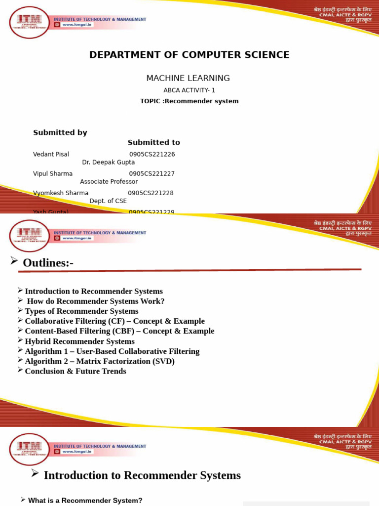 Recommender Systems Presentation | PDF | Information Science | Computing