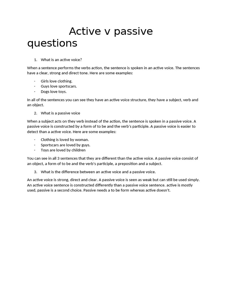 Active vs Passive Voice Explained | PDF