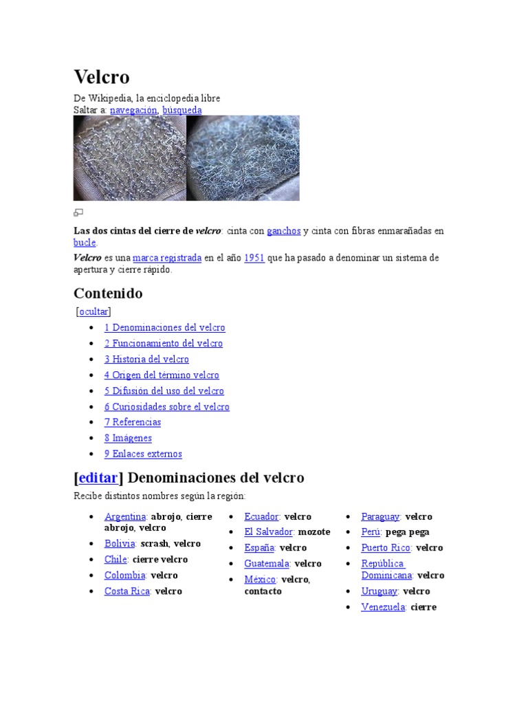 Velcro | PDF | Wikipedia | Ropa