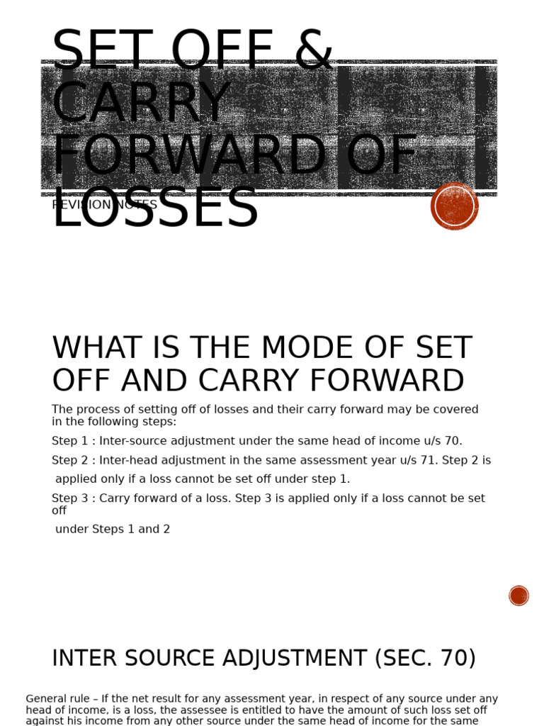 Set Off & Carry Forward of Losses Guide | PDF | Tax Deduction ...