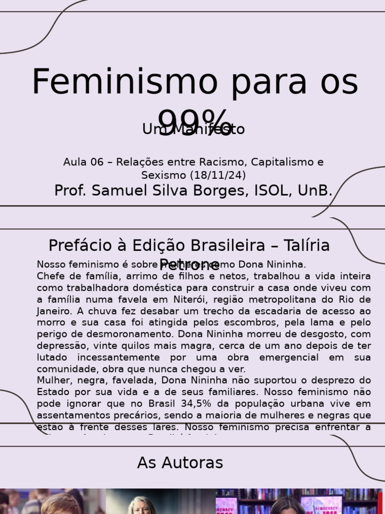 Aula 06 ISOL_Racismo, Sexismo e Capitalismo | PDF | Estudos de Gênero | Feminismo
