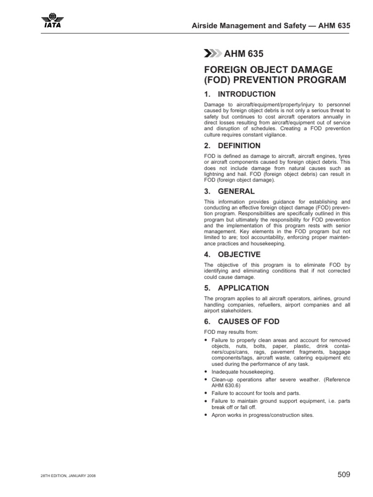 AHM635_Foreign_Object_Damage_FOD_Prevention_Program | PDF | Foreign ...