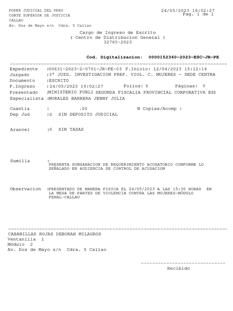 631-2023.subsana Req. | PDF