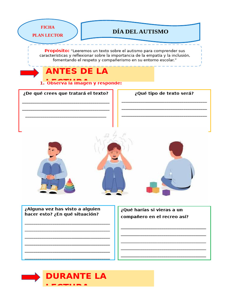 Ficha PL Vier 4 Día Del Autismo 933623393 Yessenia CN | PDF | Autismo ...