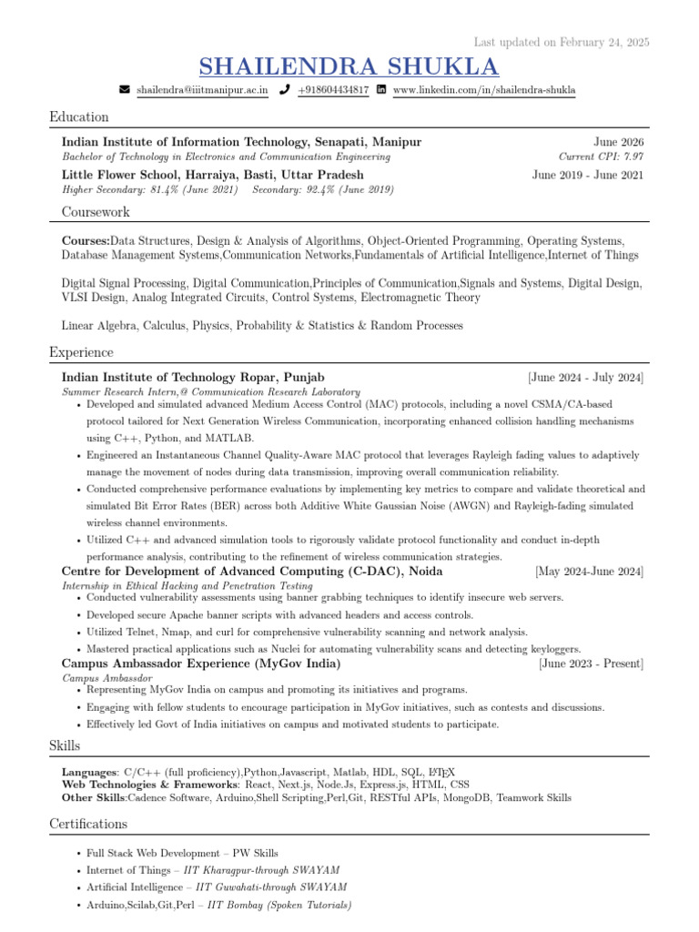 ShailendraShukla_CV - SHAILENDRA SHUKLA | PDF | Communication | Telecommunications