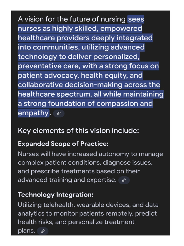Vision of Nursing in The Fueture | PDF