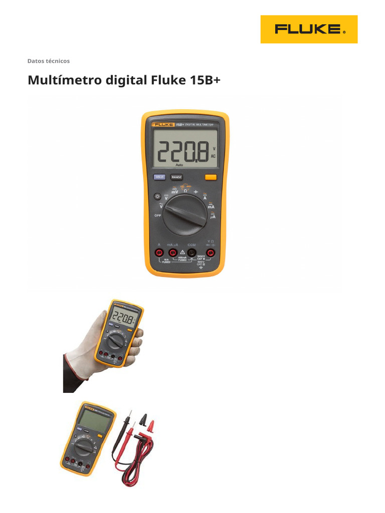 Multímetro Digital Fluke 15B+ Especificaciones | PDF | Corriente ...