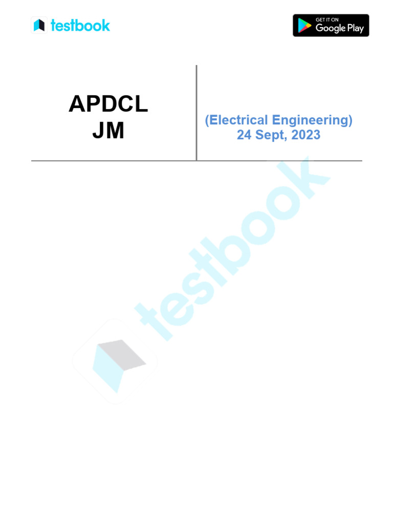 APDCL Junior Manager (Electrical Engineering) Official Paper-I (Held On - 24 Sept, 2023) | PDF