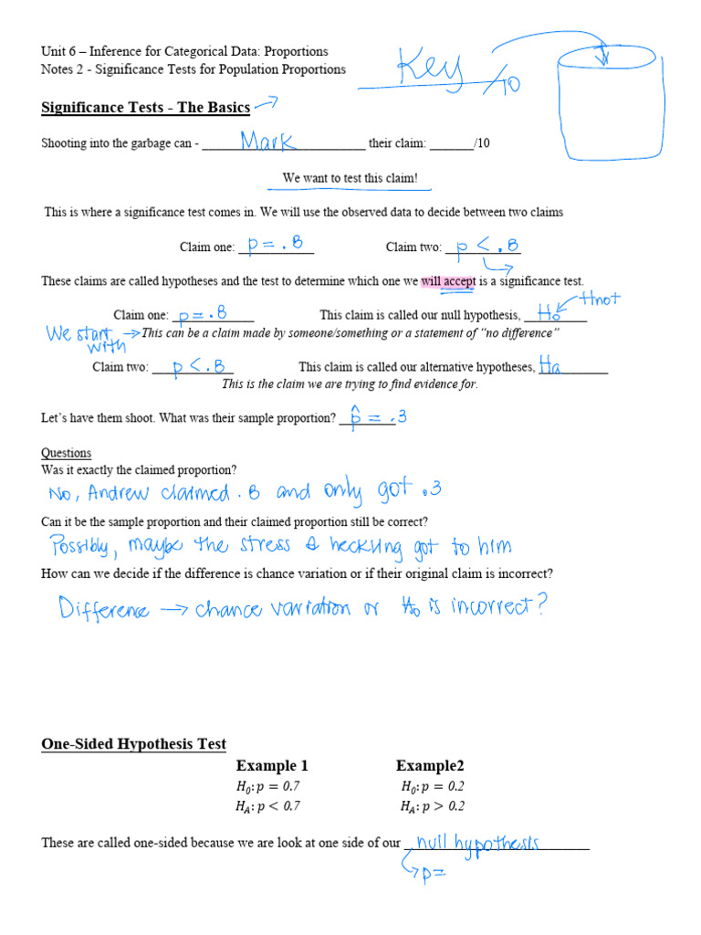 Significance Tests for Proportions | PDF | P Value | Statistical ...
