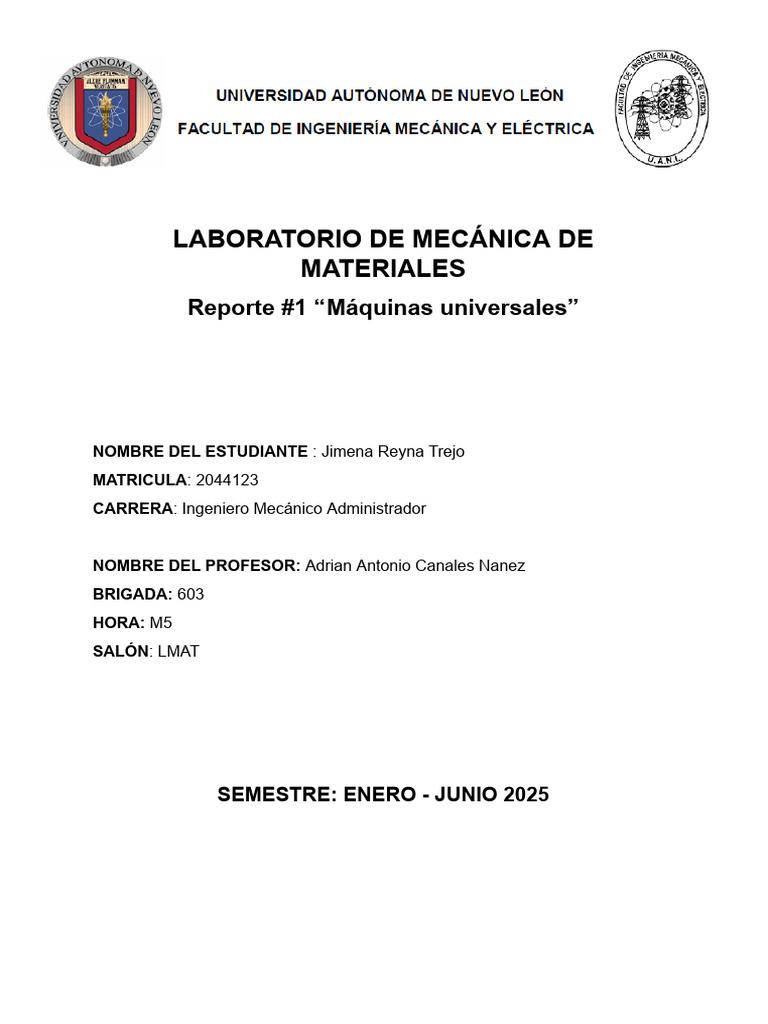 P1 - LB - Mec. de Materiales | PDF | Ingeniería mecánica | Materiales
