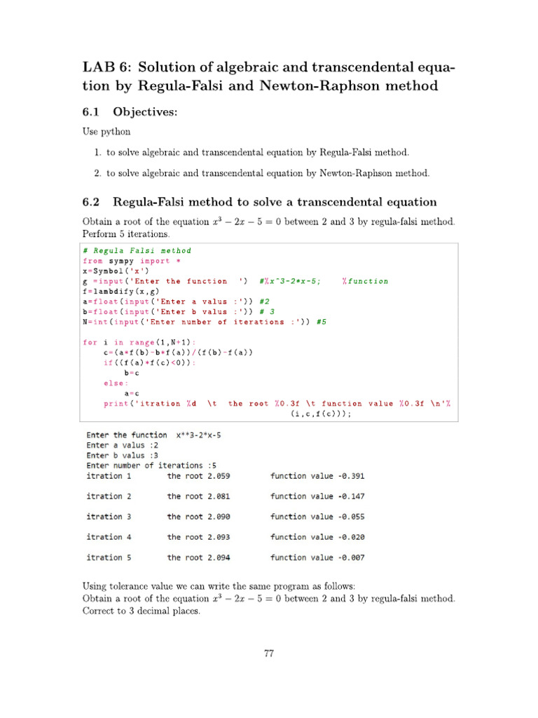 Unit - 1 - Numerical Methods Lab Programs | PDF