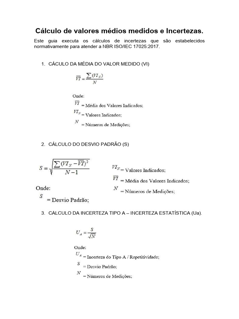 Cálculo de Incertezas e Médias NBR ISO/IEC | PDF