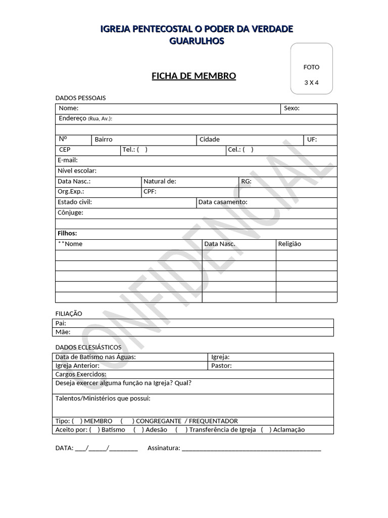 Ficha de Membros | PDF