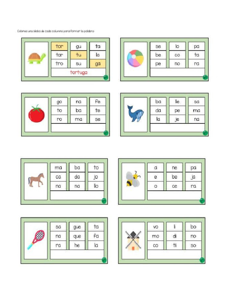 Formar Palabras 3 Sílabas | PDF